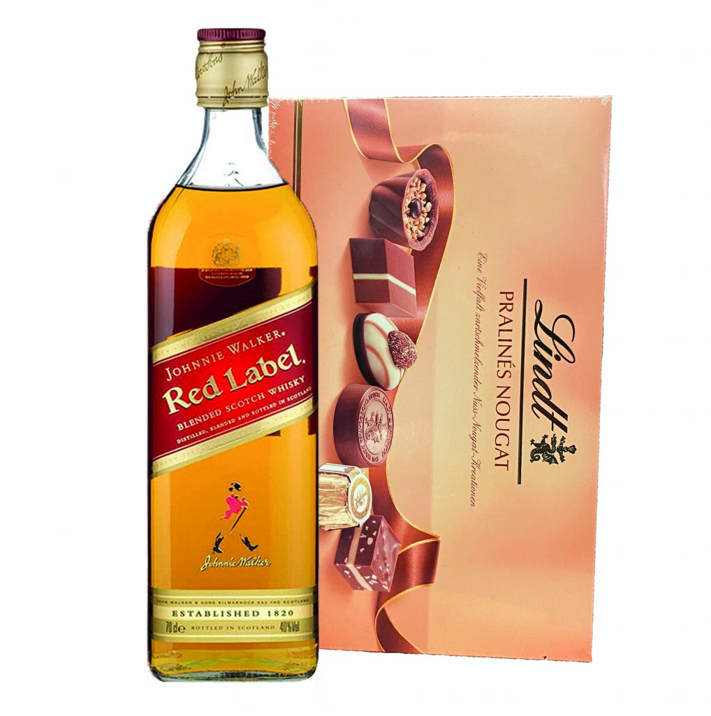 Johnnie Walker Whiskey Red Label Scotch & Lindt Pralines